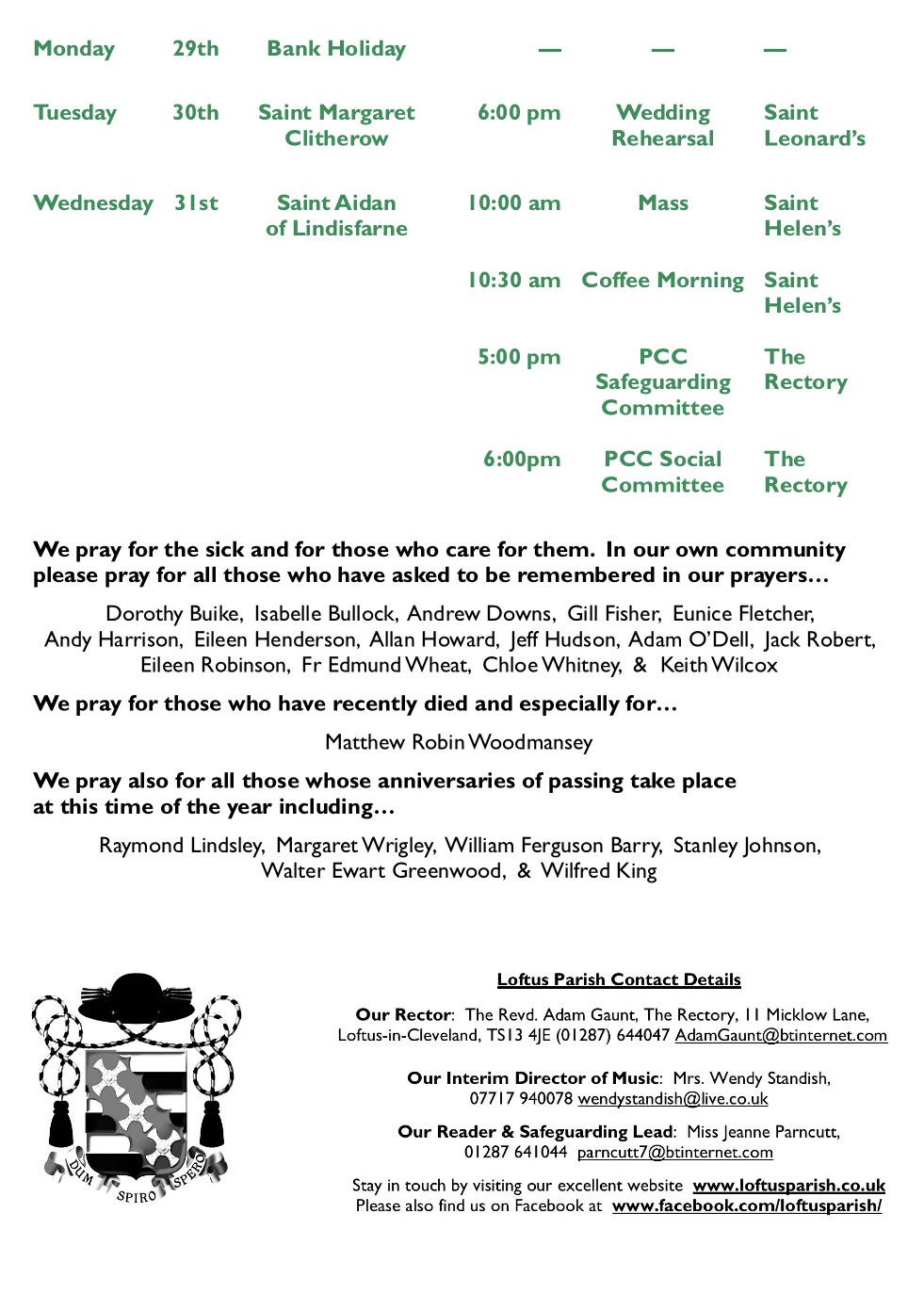 Newsletter – Tenth Sunday after Trinity 2022 – Loftus Parish