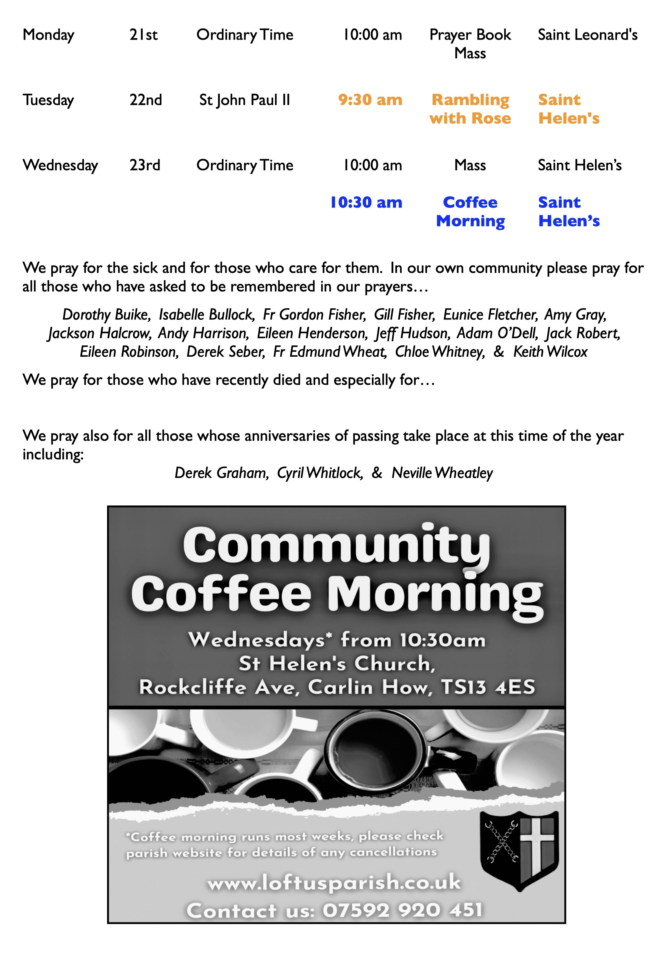 Newsletter – Trinity XX 2024 – Loftus Parish