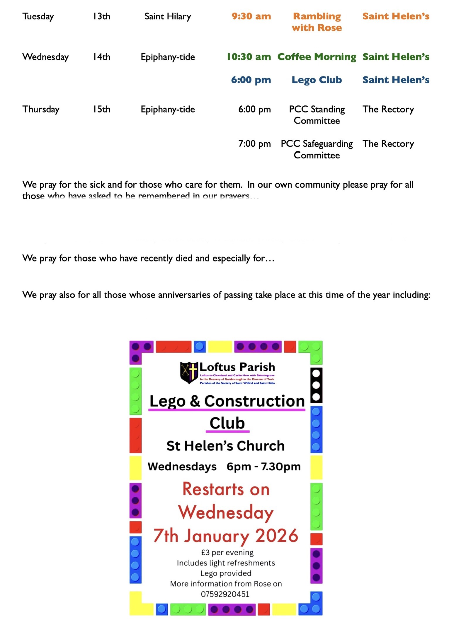 Newsletter – Epiphany Sunday 2026 – Loftus Parish